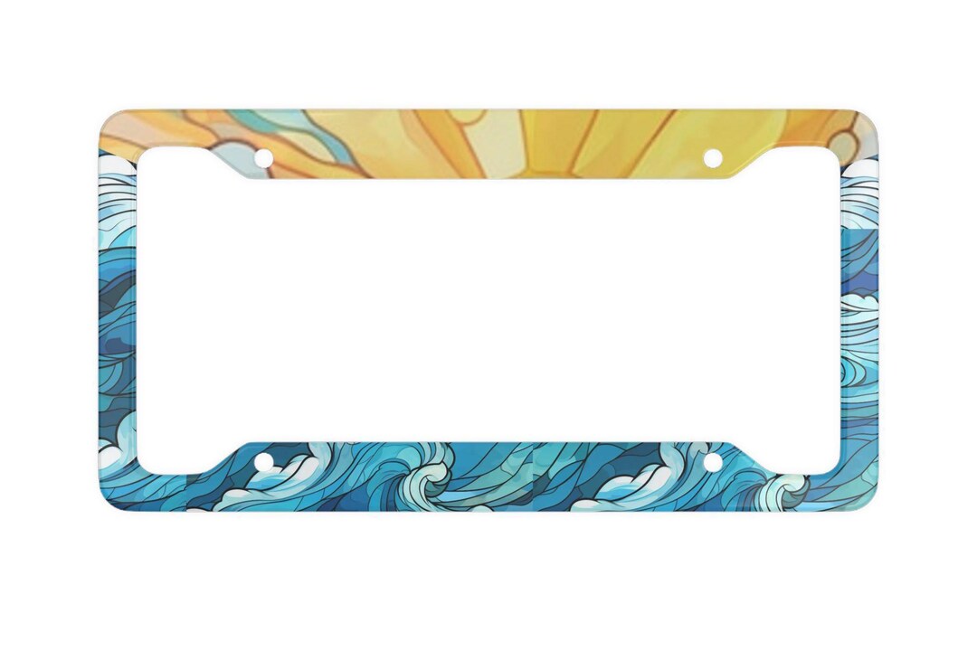 Stained Glass Ocean Sunrise License Plate Frame - Beachy License Plate ...