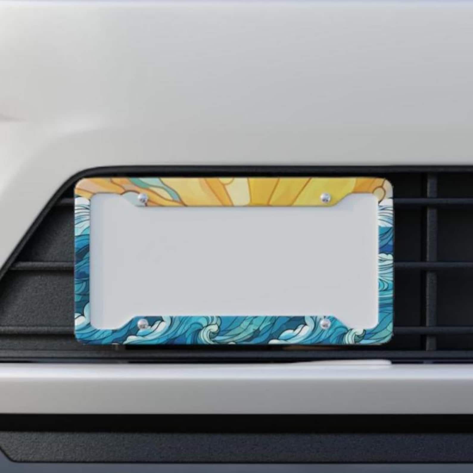 Stained Glass Ocean Sunrise License Plate Frame - Beachy License Plate ...