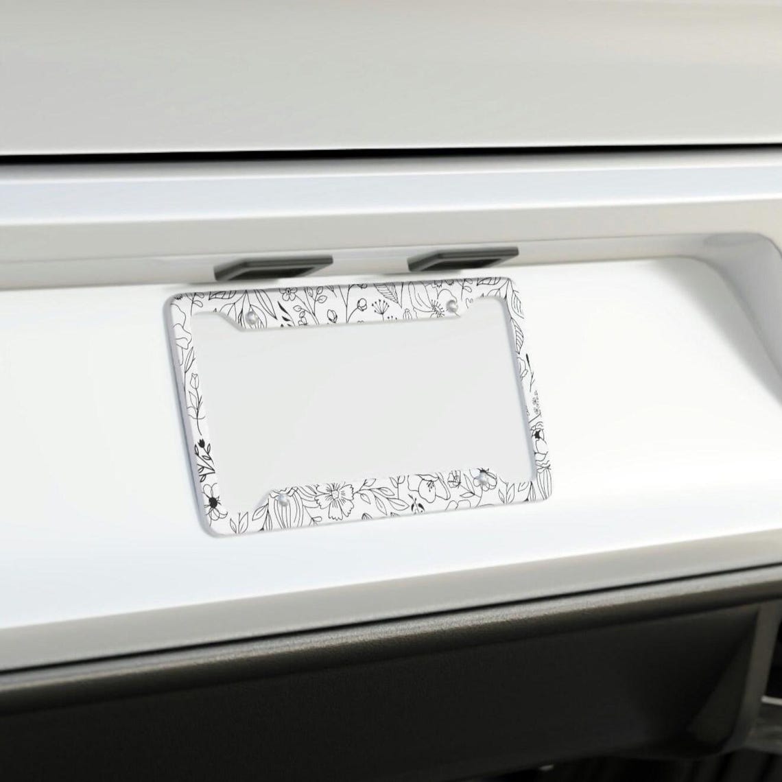 Floral Line Art License Plate Frame - Minimalist Floral License Plate ...
