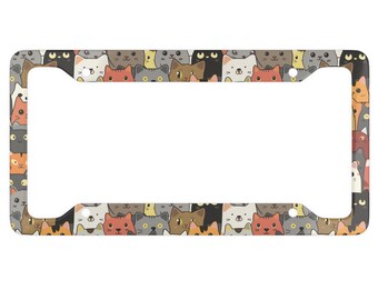 Ultra Slim Peeking Kawaii Cat Metal License Plate Frame Anime Car Decor ...