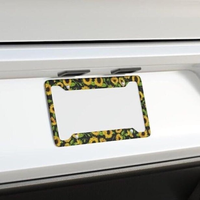 Sunflower License Plate Frame- Car Accessory- Sunflower Car Decor ...