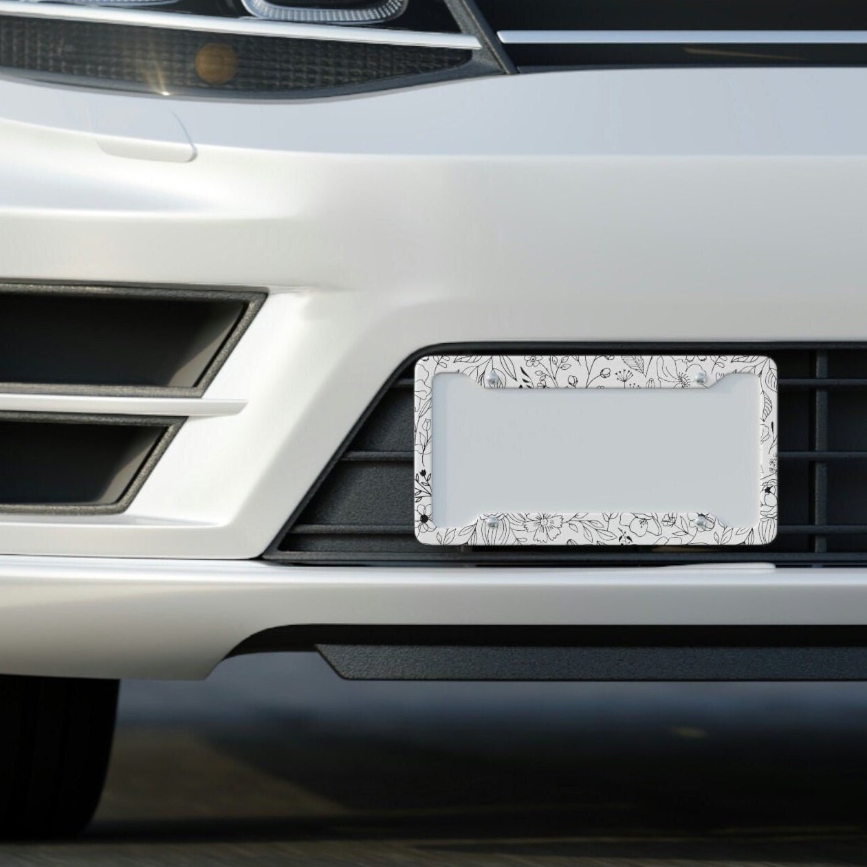 Floral Line Art License Plate Frame Minimalist Floral License Plate ...