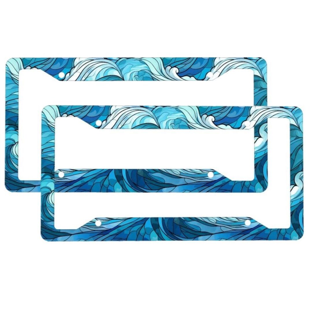 Stained Glass Ocean Waves License Plate Frames 2 Set- Stained Glass ...