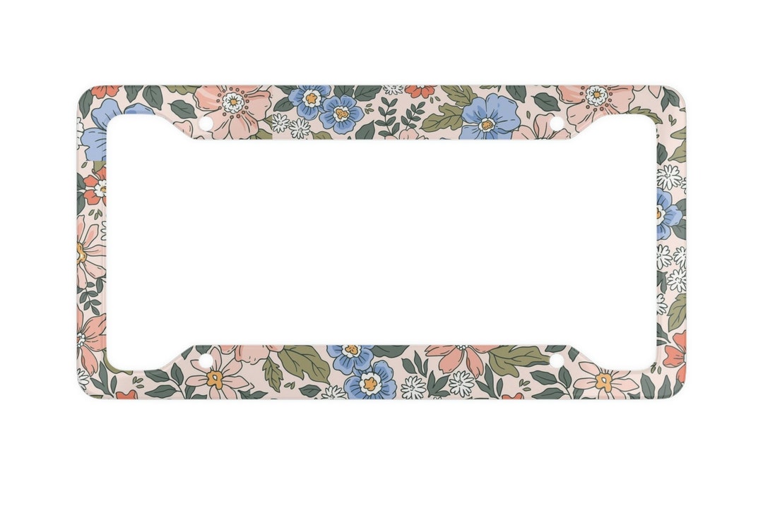 Blue Bouquet License Plate Frame Car Accessories Floral License Plate ...