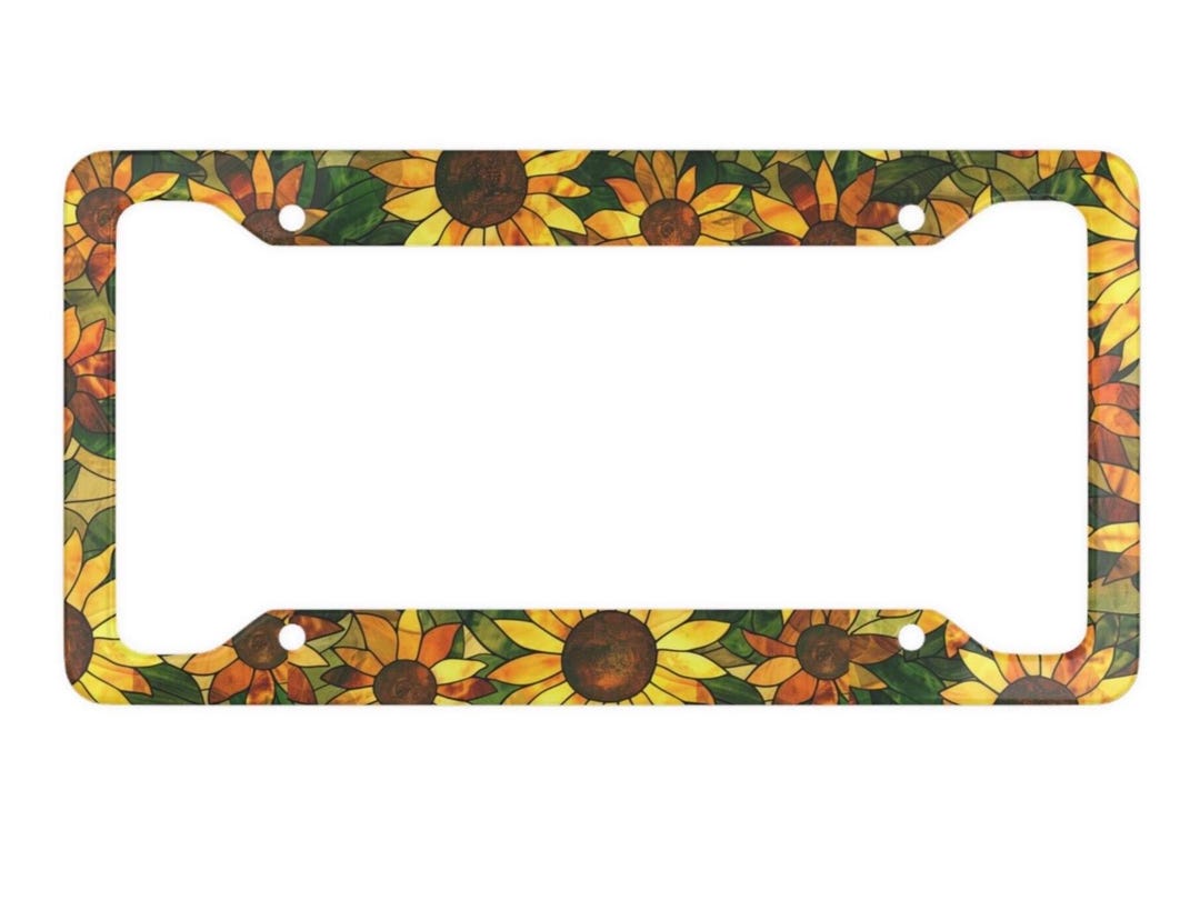 Sunflower Stained Glass License Plate Frame- Flower License Plate Cover ...