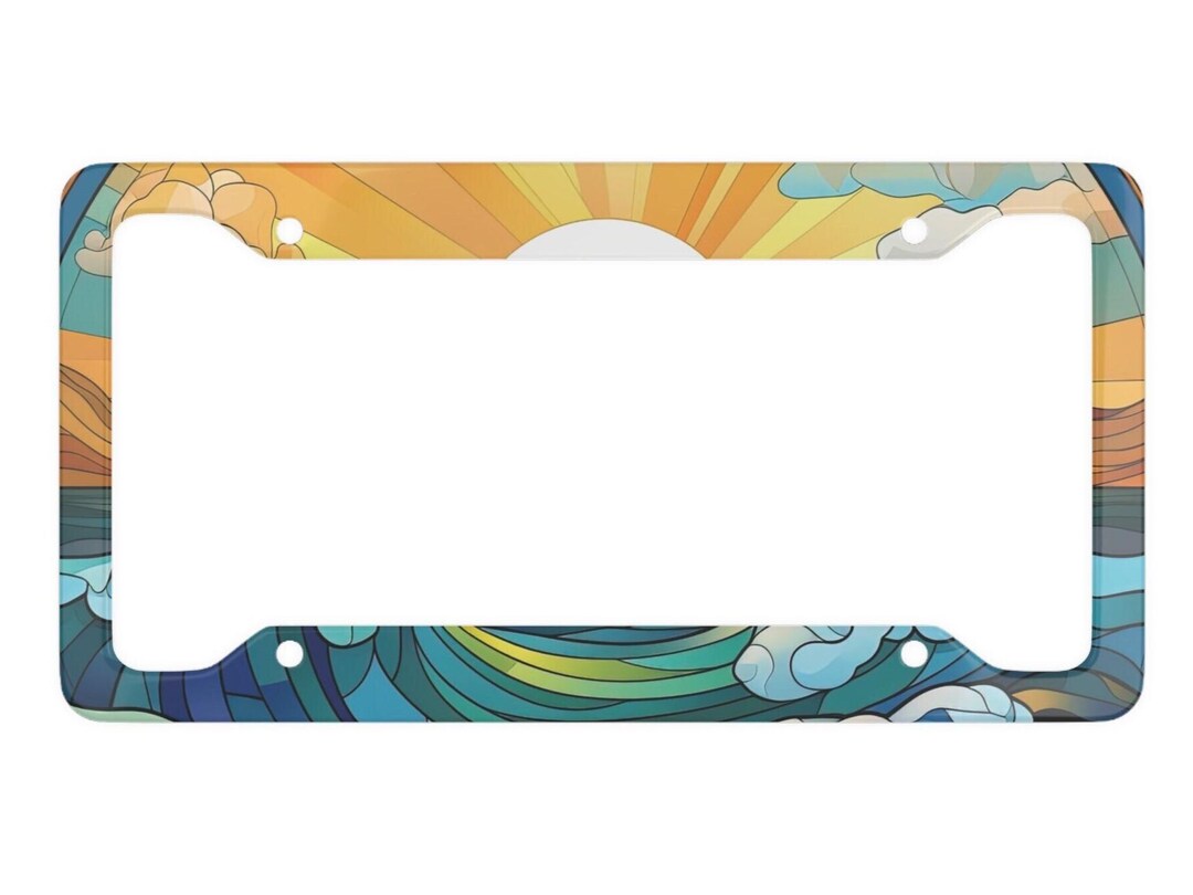 Stained Glass Ocean Wave License Plate Frame - Ocean Car Accessory ...