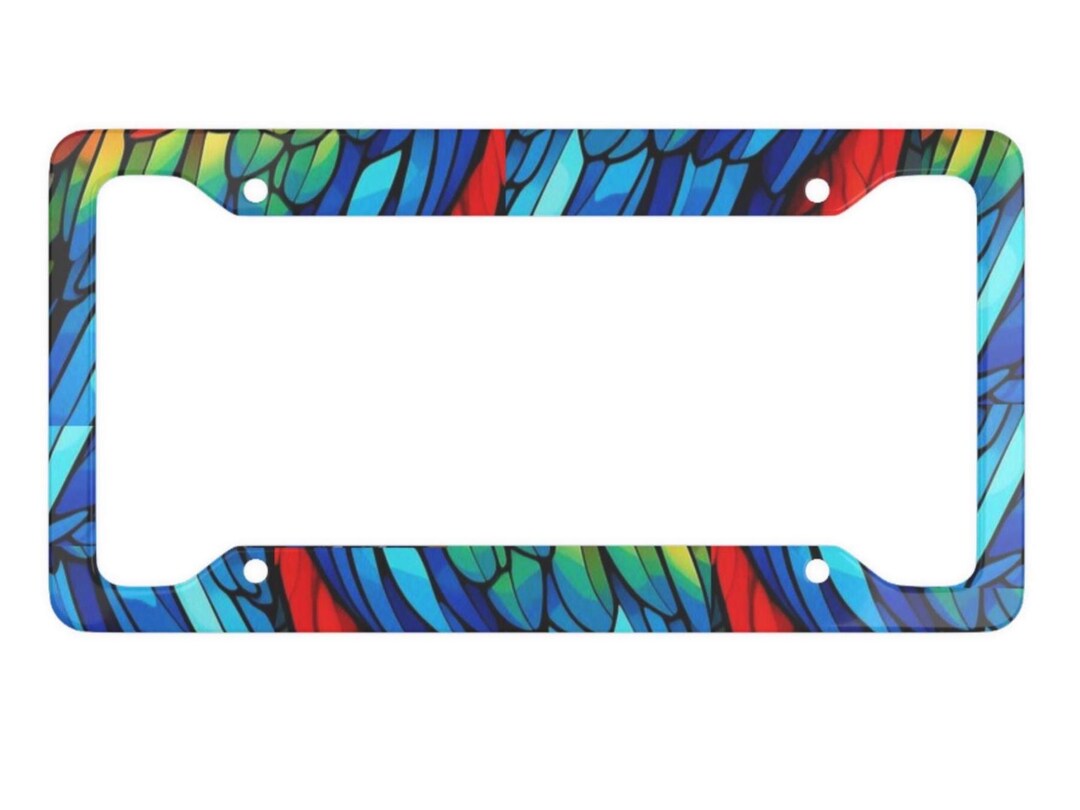 Parrot Feathers License Plate Frame- Stained Glass Parrot Feathers ...