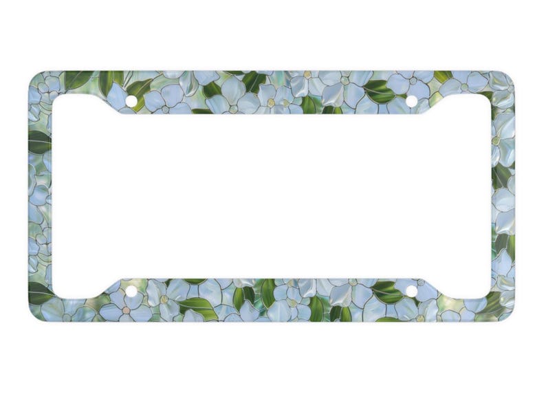 White Lotus Stained Glass License Plate Frame- Flower License Plate ...