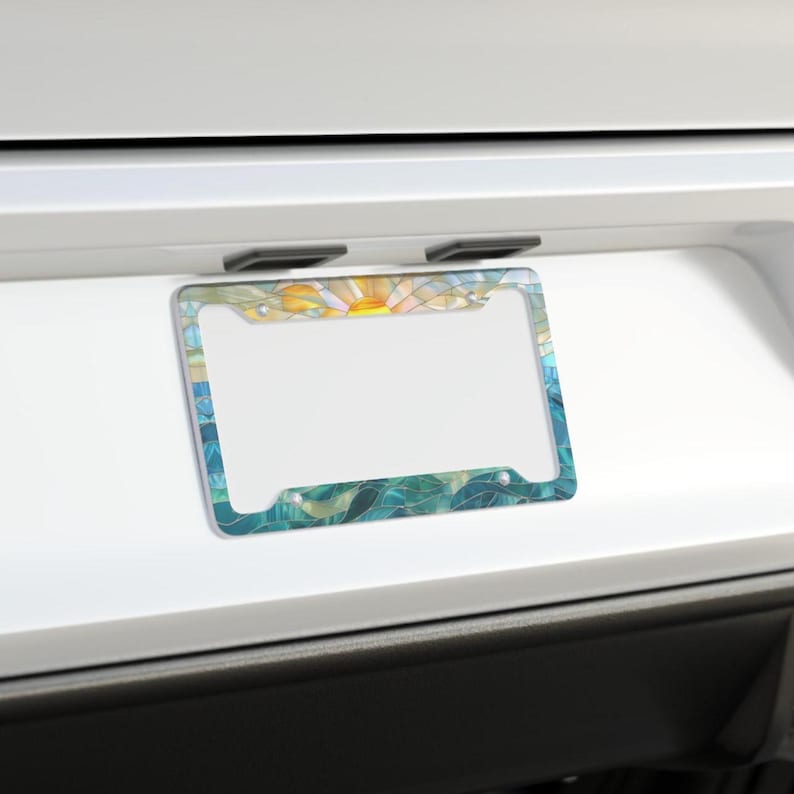 Stained Glass Sunset License Plate Frame- Ocean License Plate- Beach ...