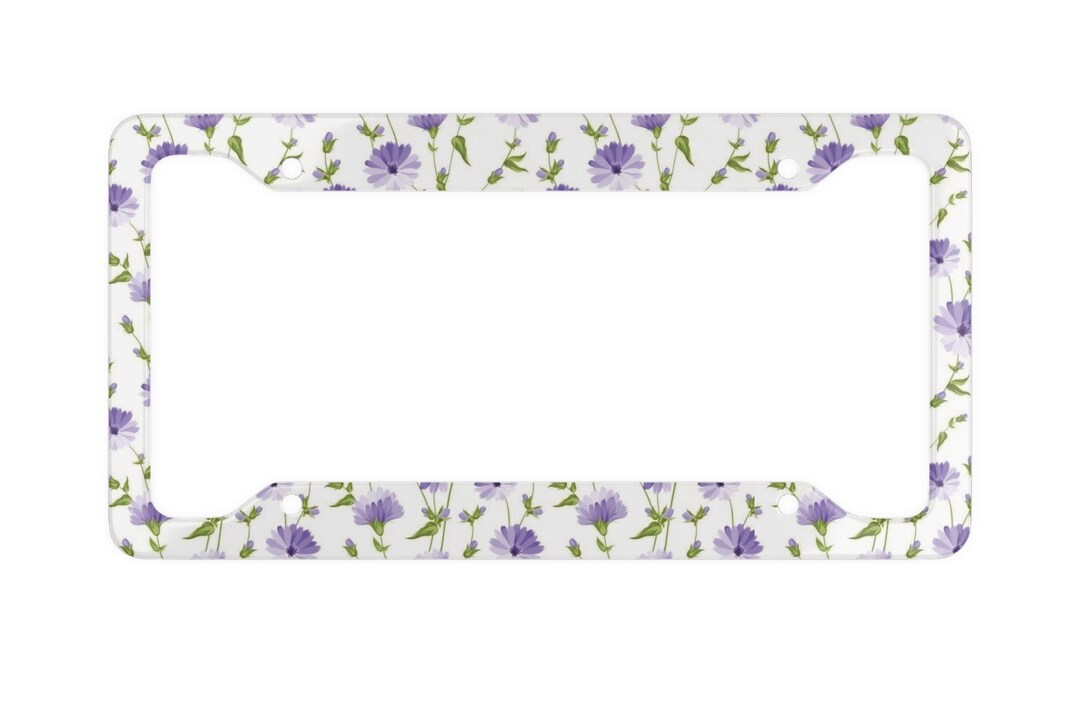 Purple Fantasy License Plate Frame Purple Flowers Floral License Plate ...
