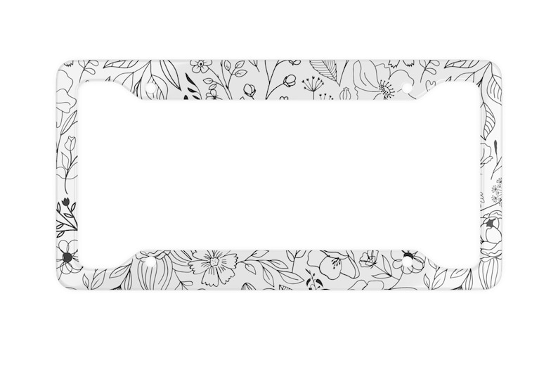 Floral Line Art License Plate Frame - Minimalist Floral License Plate ...