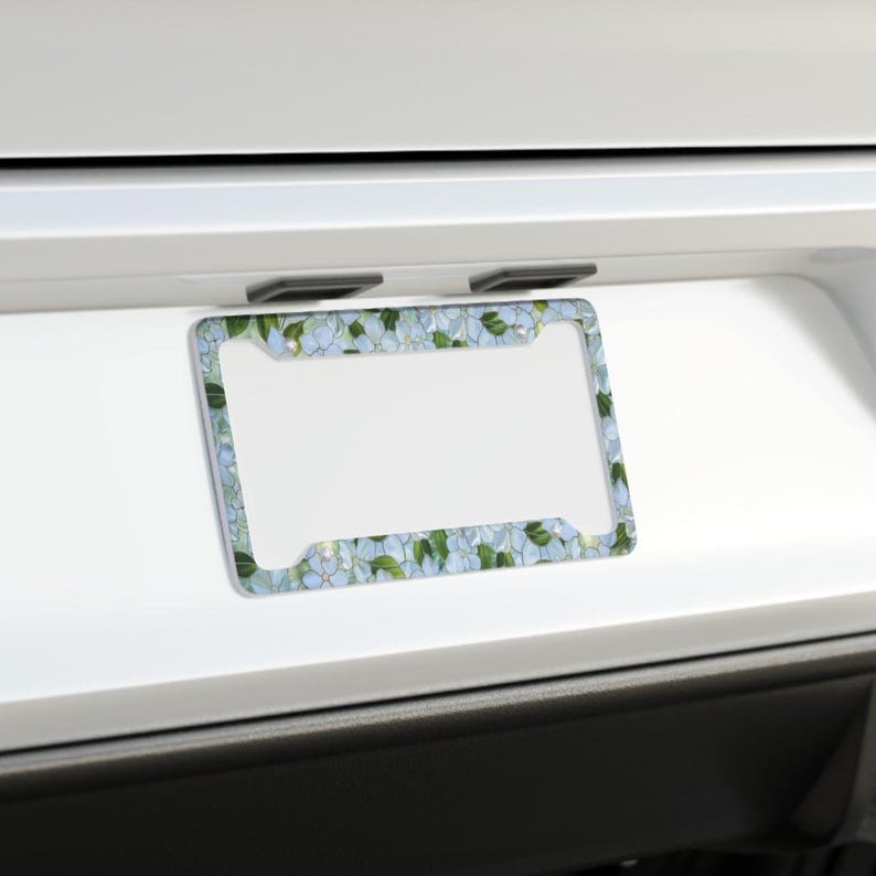 White Lotus Stained Glass License Plate Frame- Flower License Plate ...