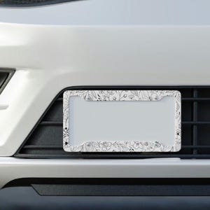 Floral Line Art License Plate Frame - Minimalist Floral License Plate ...