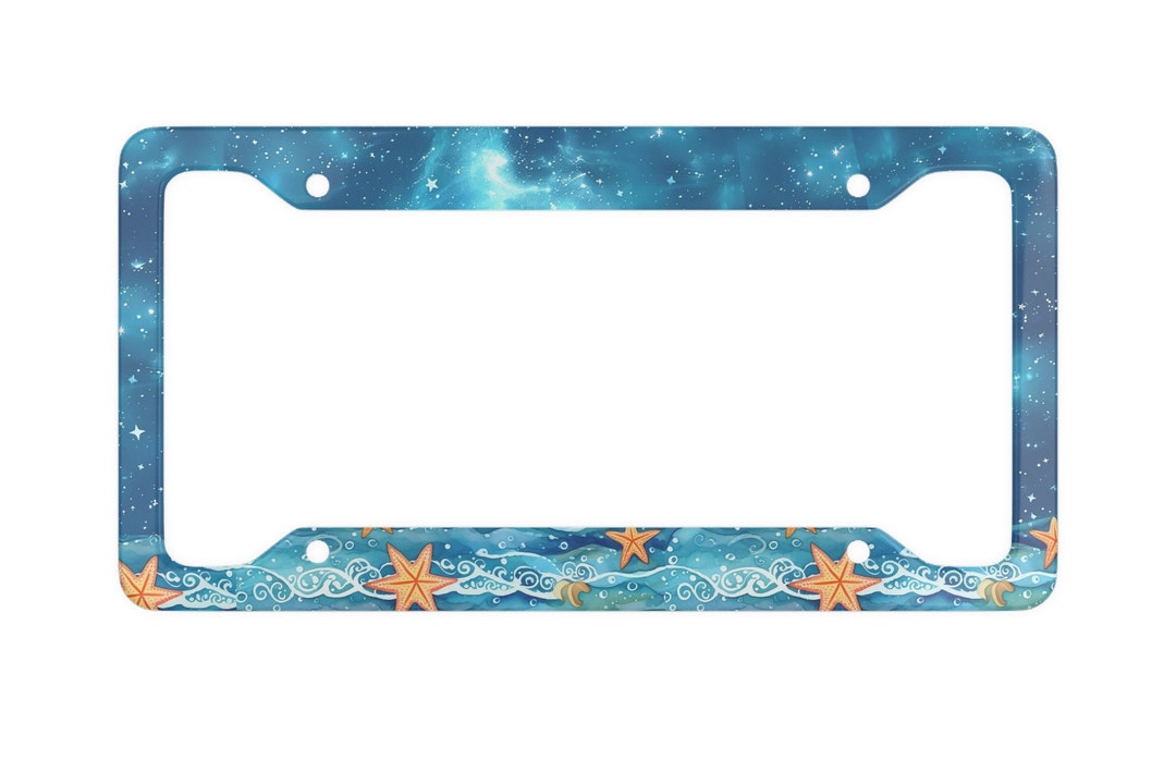 Starfish Night License Plate Frame - Beach License Plate Cover- Stary ...