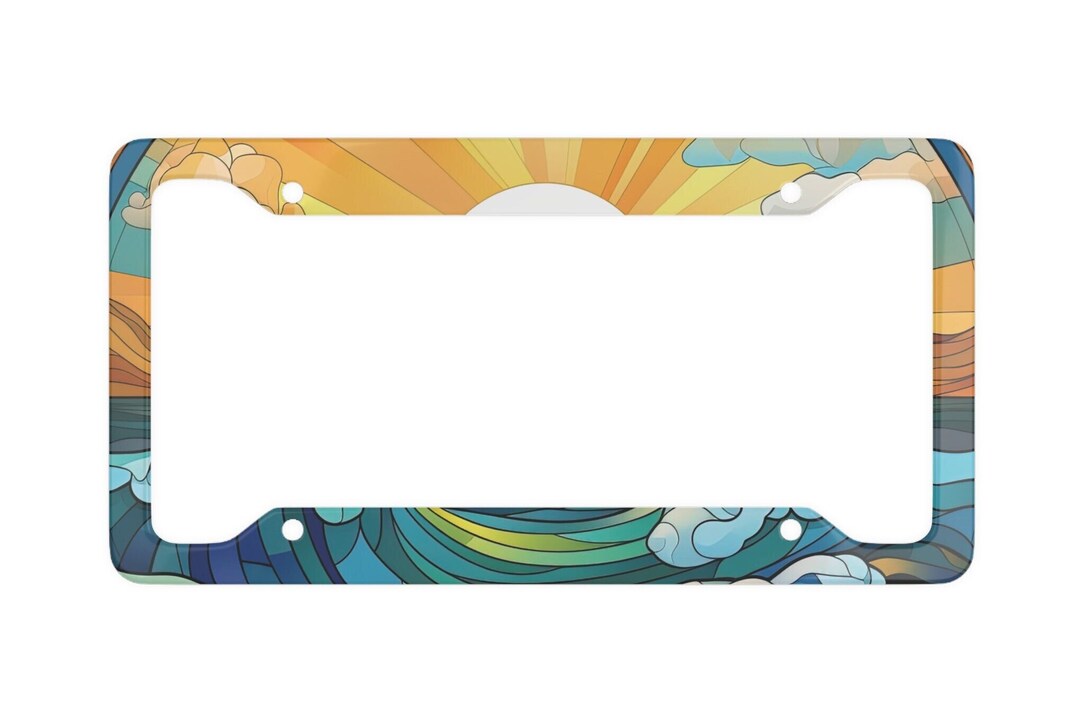 Stained Glass Ocean Wave License Plate Frame - Ocean Car Accessory ...