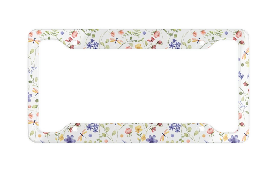 Dragonflies License Plate Frame Car Accessories Dragonflies Wildflowers ...