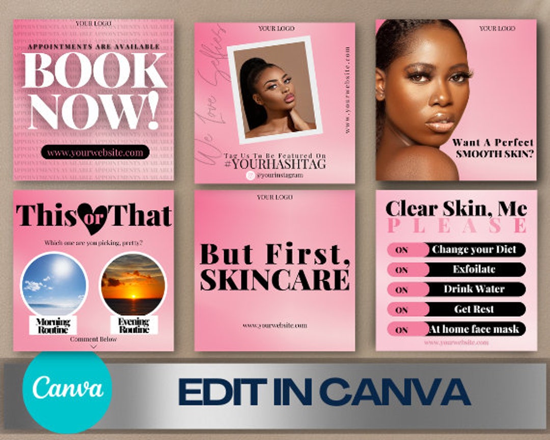 Skincare Template, Skincare DIY Template, Social Media Content Kit ...
