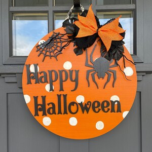 Halloween Door Hanger Halloween Spider Door Hanger Porch Round Sign ...