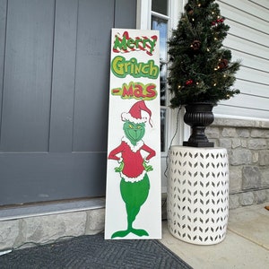 Grinch Christmas Porch Leaning Sign/ Merry Grinchmas Leaning Sign ...