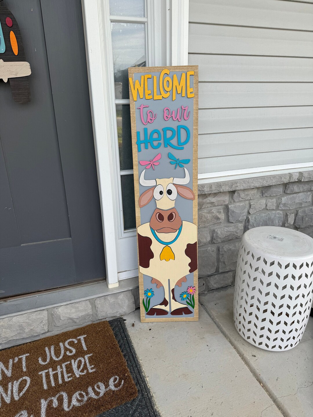 Funny Cow Leaning Sign/ Welcome to Our Herd Cow Leaning Sign/ Cow Decor ...