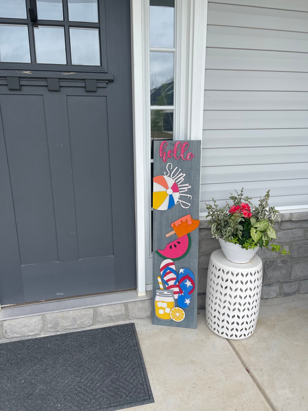 Hello Summer Porch Leaning Sign/ Large Summer Sign/ Entry Way Sign ...