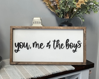 You Me & the Boys Sign, Living Room Signs, Boy Mom Sign, Gift for Mom ...