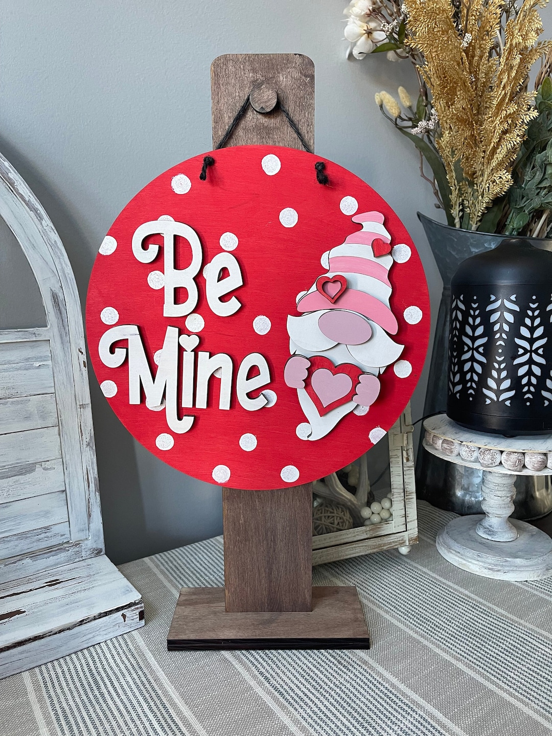 Be Mine Gnome Indoor Hanging Sign/ Valentines Sign/ Be Mine Sign ...