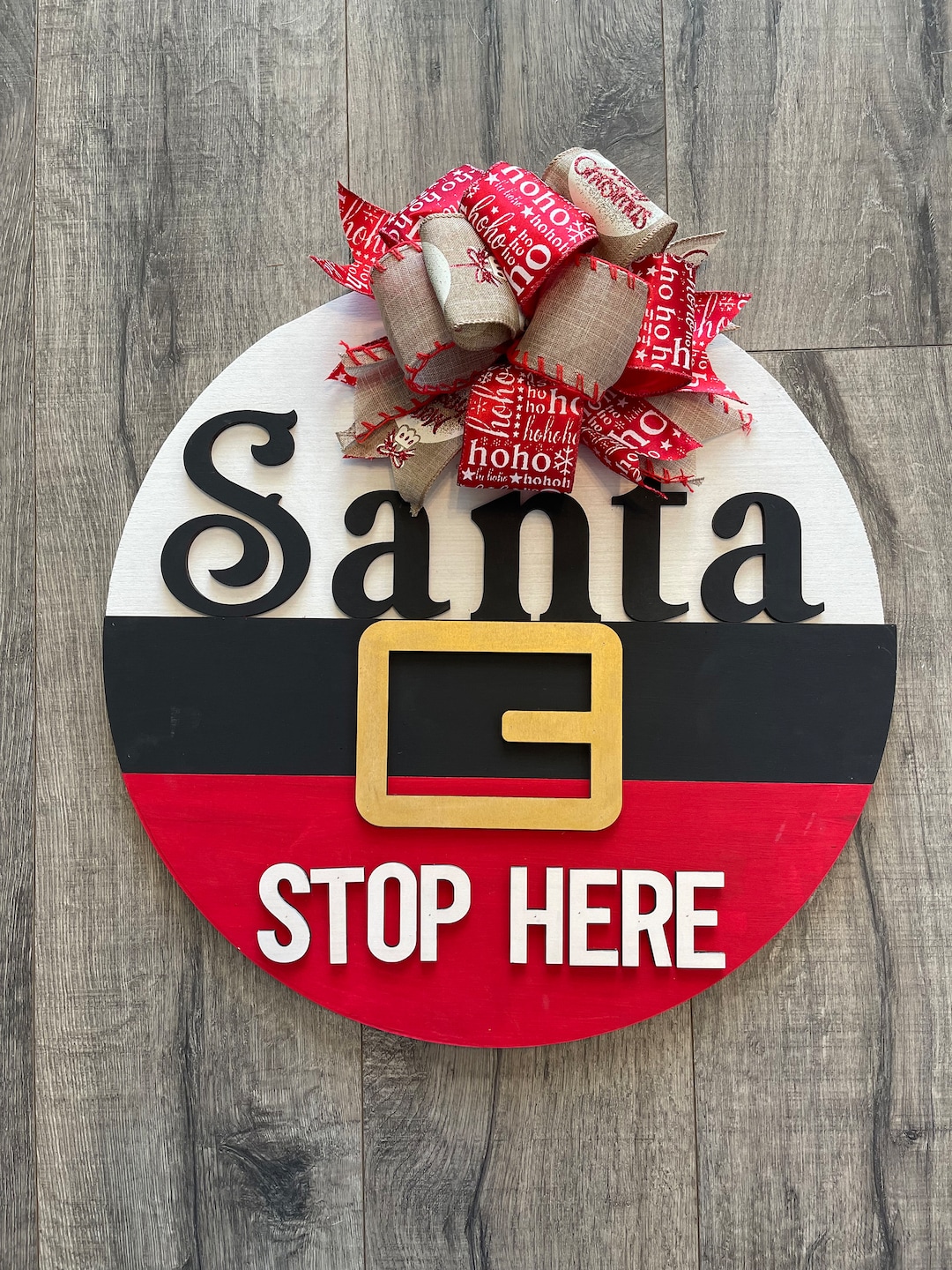 Santa Stop Here Door Hanger/ Santa Sign/ Christmas Front Door Sign ...