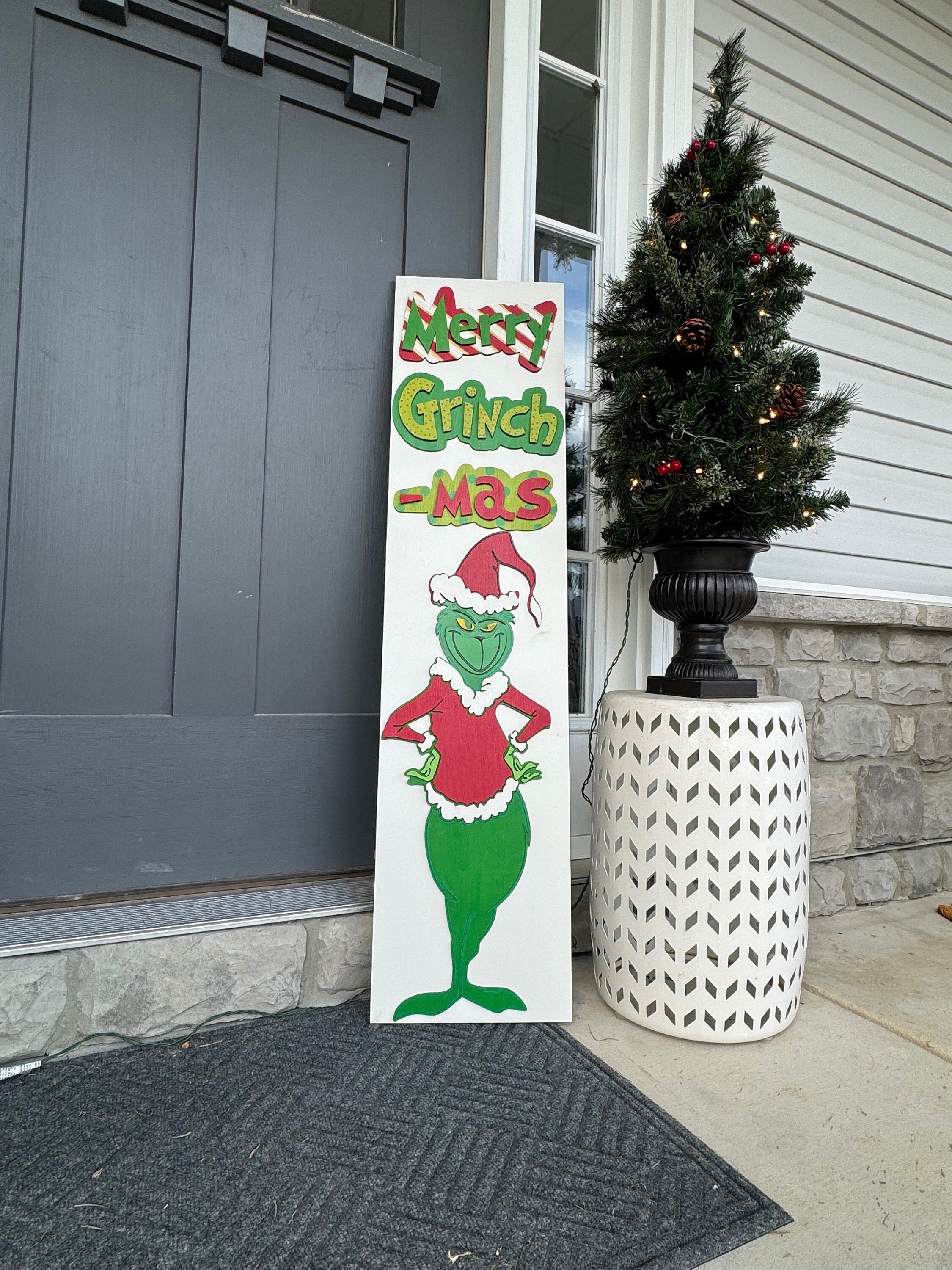 Grinch Christmas Porch Leaning Sign/ Merry Grinchmas Leaning Sign ...