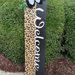 Welcome Leopard Print Porch Leaning Sign/ Welcome Leaning Sign/ Leopard ...
