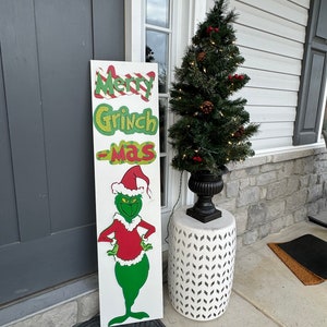 Grinch Christmas Porch Leaning Sign/ Merry Grinchmas Leaning Sign ...