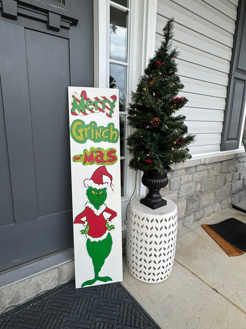 Grinch Christmas Porch Leaning Sign/ Merry Grinchmas Leaning Sign ...