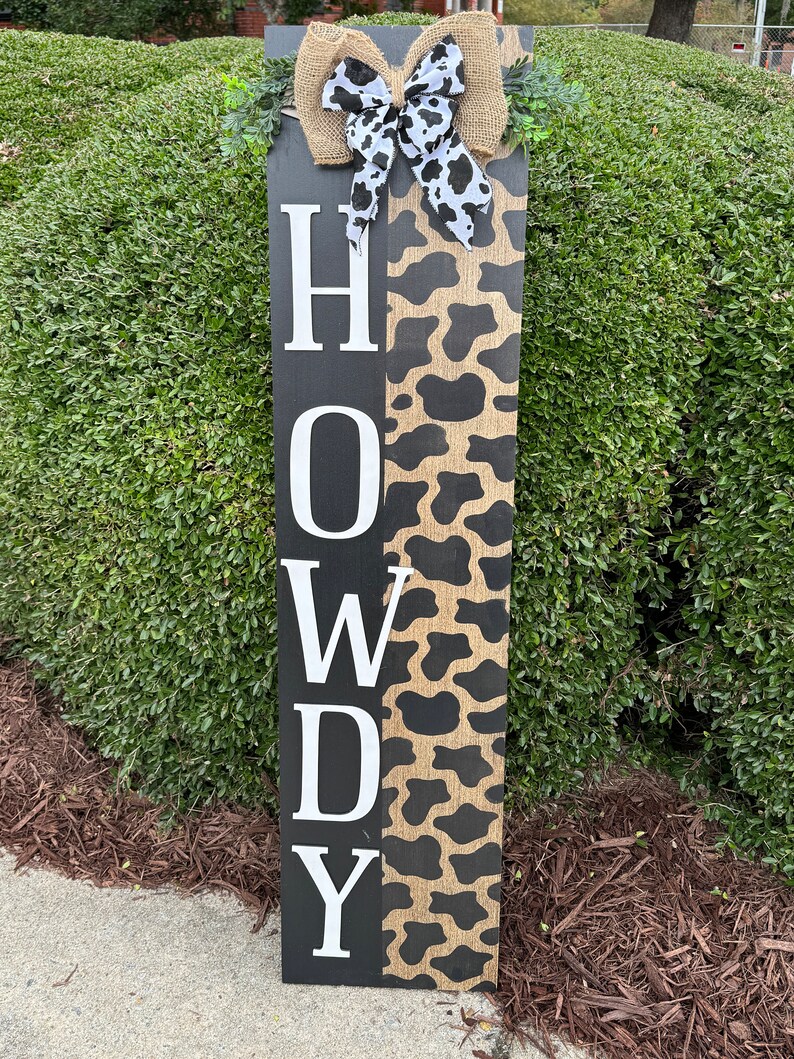 Howdy Cow Print Porch Leaning Sign/ Howdy Leaning Sign/ Cow - Etsy