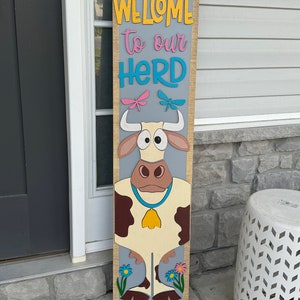Funny Cow Leaning Sign/ Welcome to Our Herd Cow Leaning Sign/ Cow Decor ...