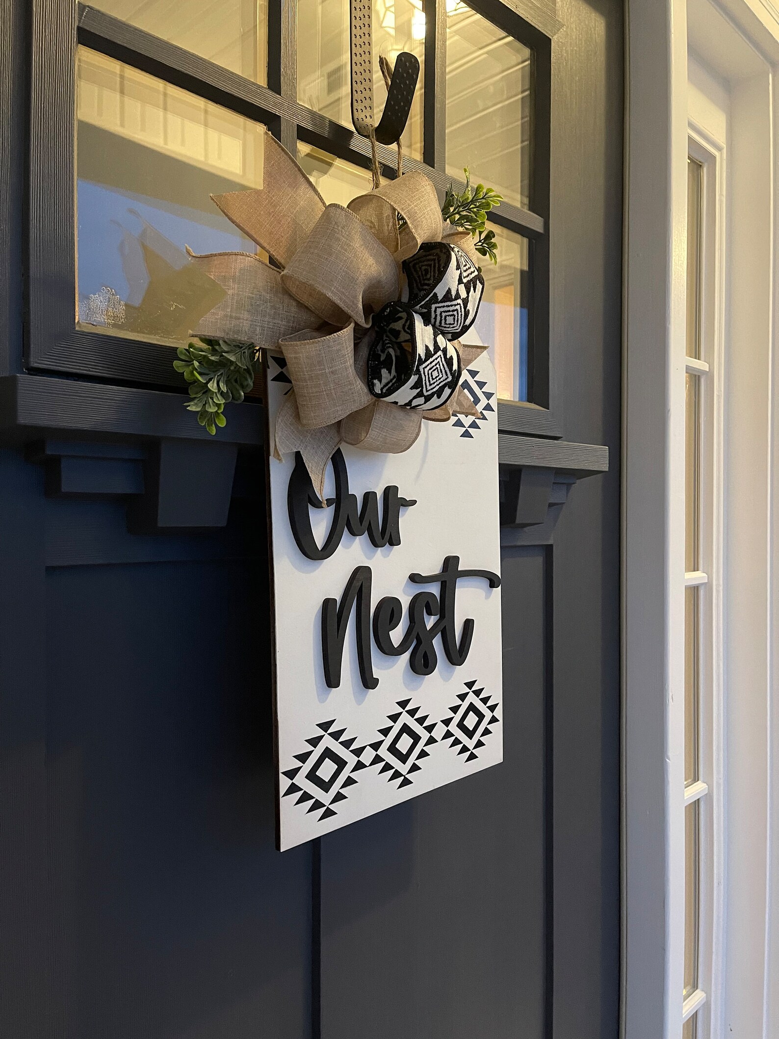 Our Nest Aztec Boho Door Tag Outdoor or Indoor Hanging Door Tag - Etsy