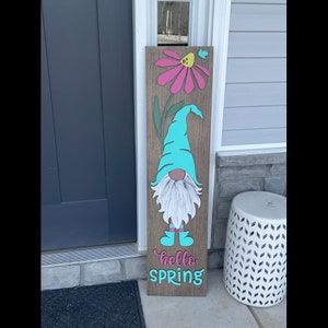 Porch Sign/ Gnome Porch Sign/ Garden Gnome Spring/ Gnome Decor/ Spring ...