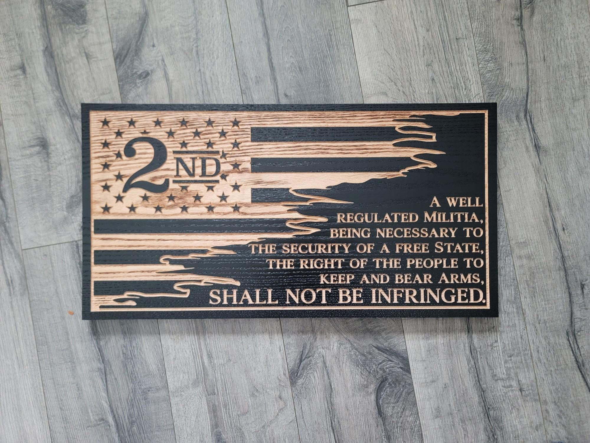 Wood American Flag Carved Rustic Flag 2nd Amendment Red Oak American ...