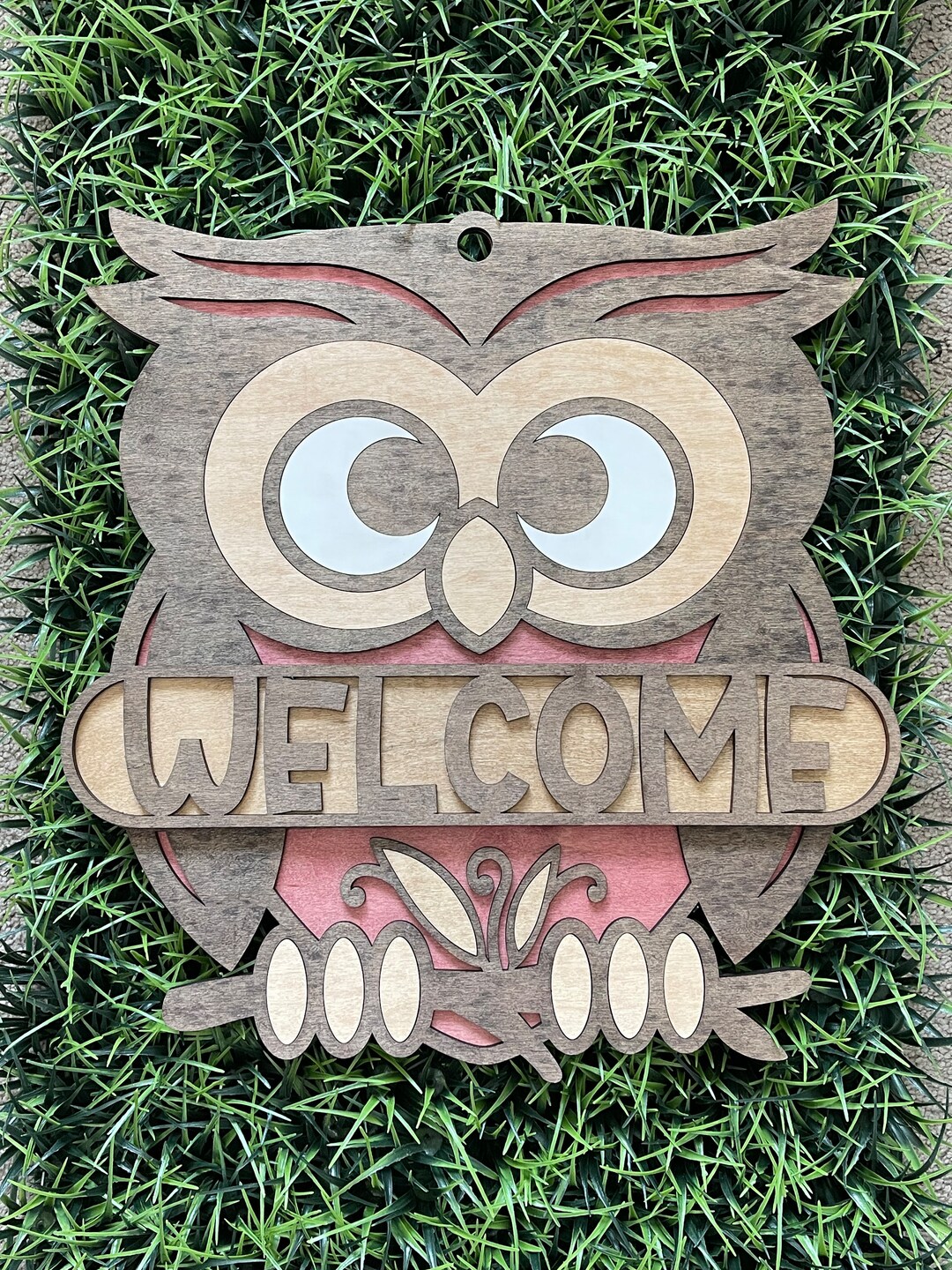 Owl Door Hanger Stained in Neutral Colors, Porch Sign/ Fall Front Porch ...