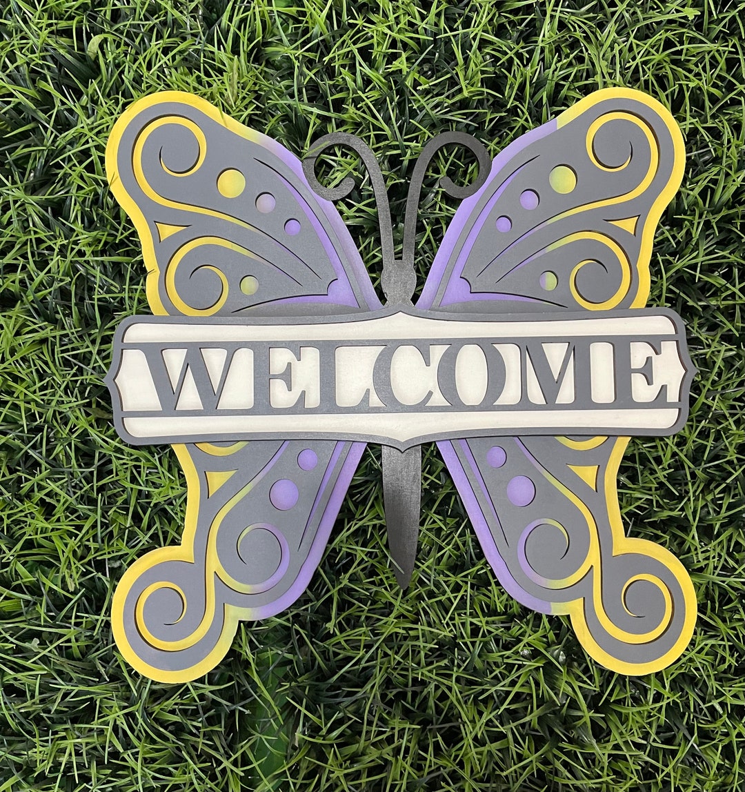 Butterfly Door Hanger/ Butterfly Porch Sign/ Butterfly Sign for the ...