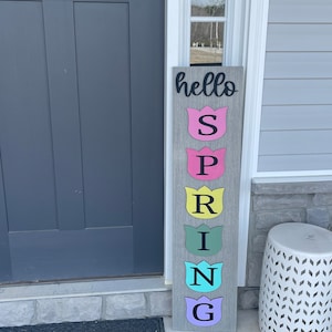 Hello Spring Porch Leaning Sign/ Spring Large Porch Sign/ Sign for the ...