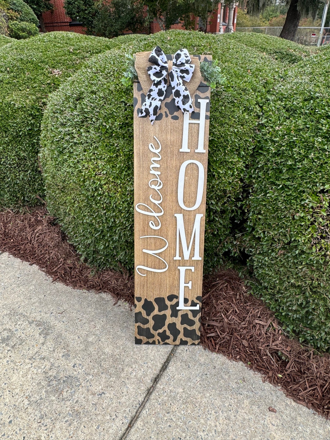 Welcome Home Cow Print Porch Leaning Sign/ Welcome Home Leaning Sign ...