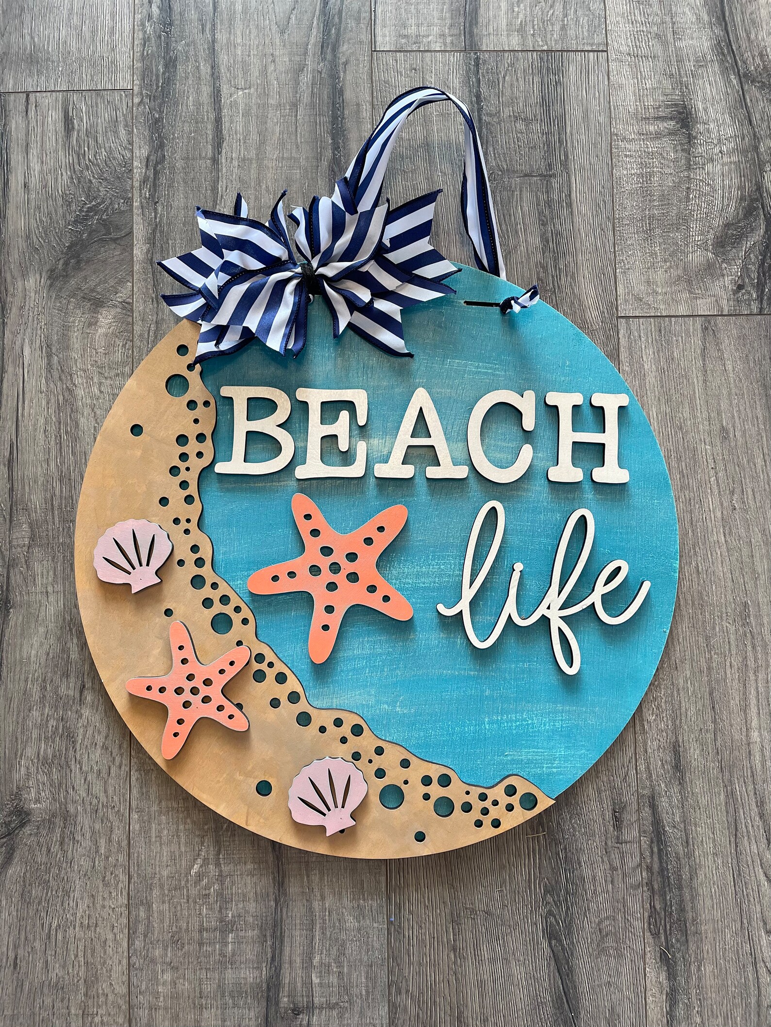 Beach Life Themed Door Hanger/ Beach Sign/ Beach Door Sign/ Summer ...