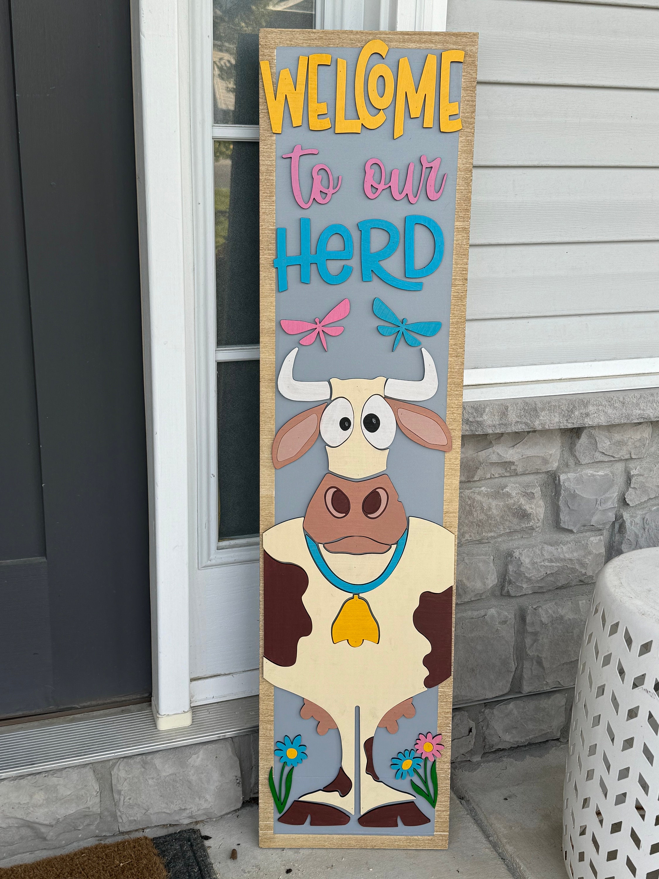 Funny Cow Leaning Sign/ Welcome to Our Herd Cow Leaning Sign/ Cow Decor ...