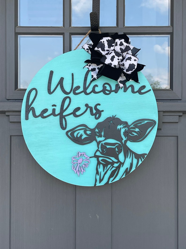 Welcome Door Hanger, Welcome Cow Sign, Welcome Cow Door Hanger - Etsy