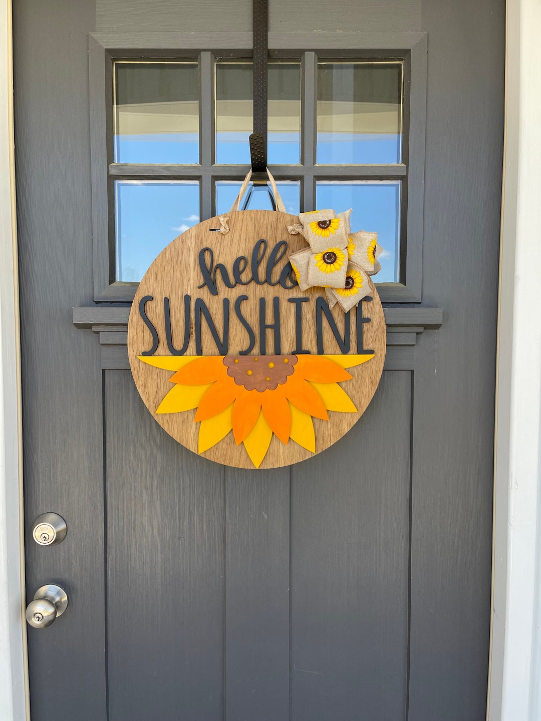 Hello Sunshine Sunflower Door Hanger/ Porch Sign/ Sunflower Sign/ Hello ...