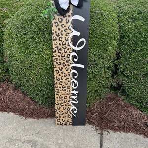 Welcome Leopard Print Porch Leaning Sign/ Welcome Leaning Sign/ Leopard ...