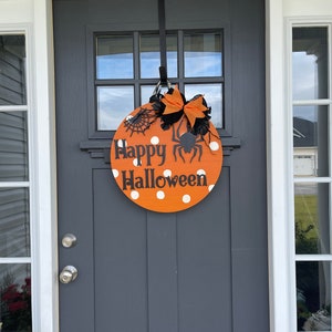 Halloween Door Hanger Halloween Spider Door Hanger Porch Round Sign ...