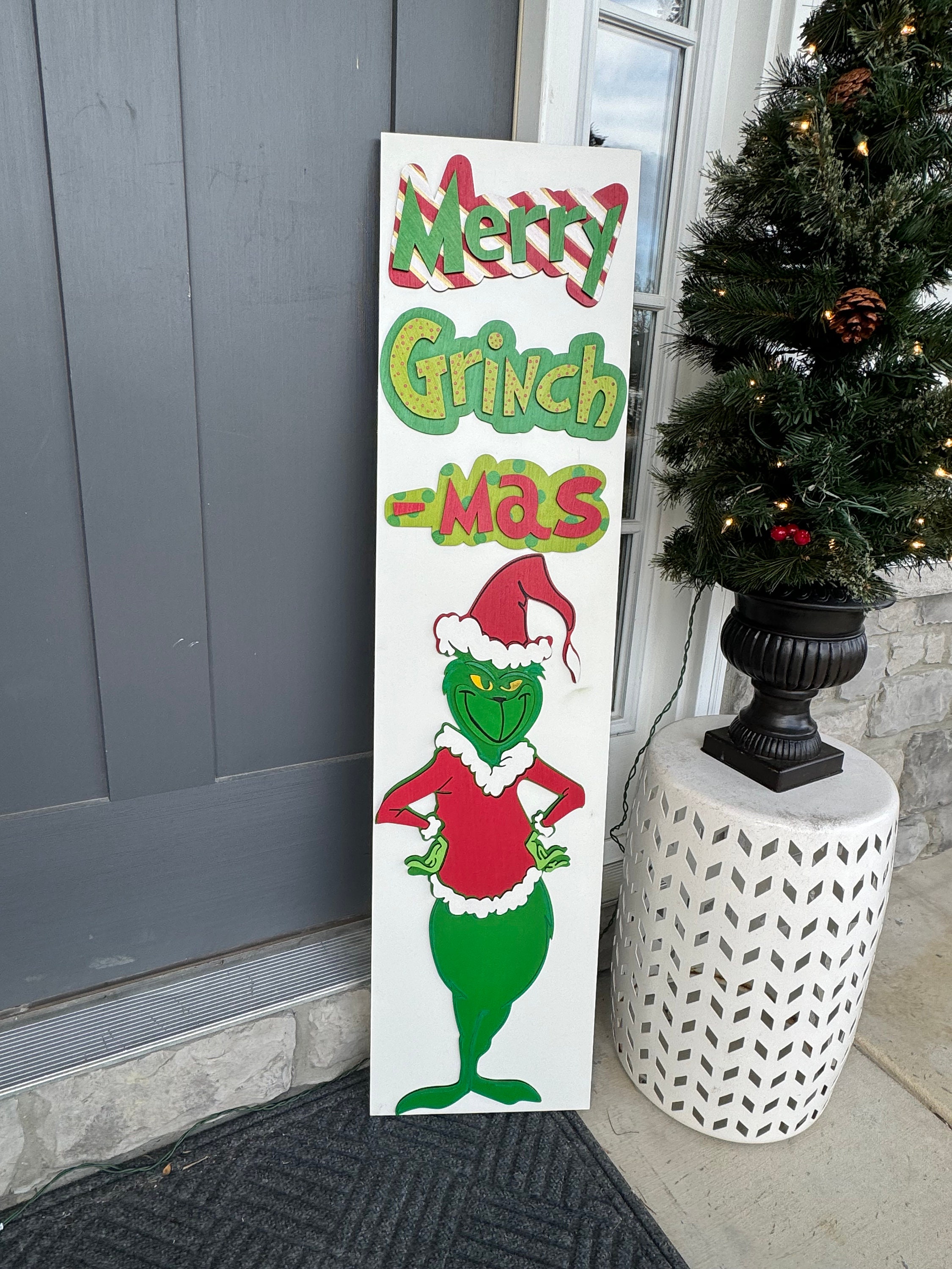 Grinch Christmas Porch Leaning Sign/ Merry Grinchmas Leaning Sign ...