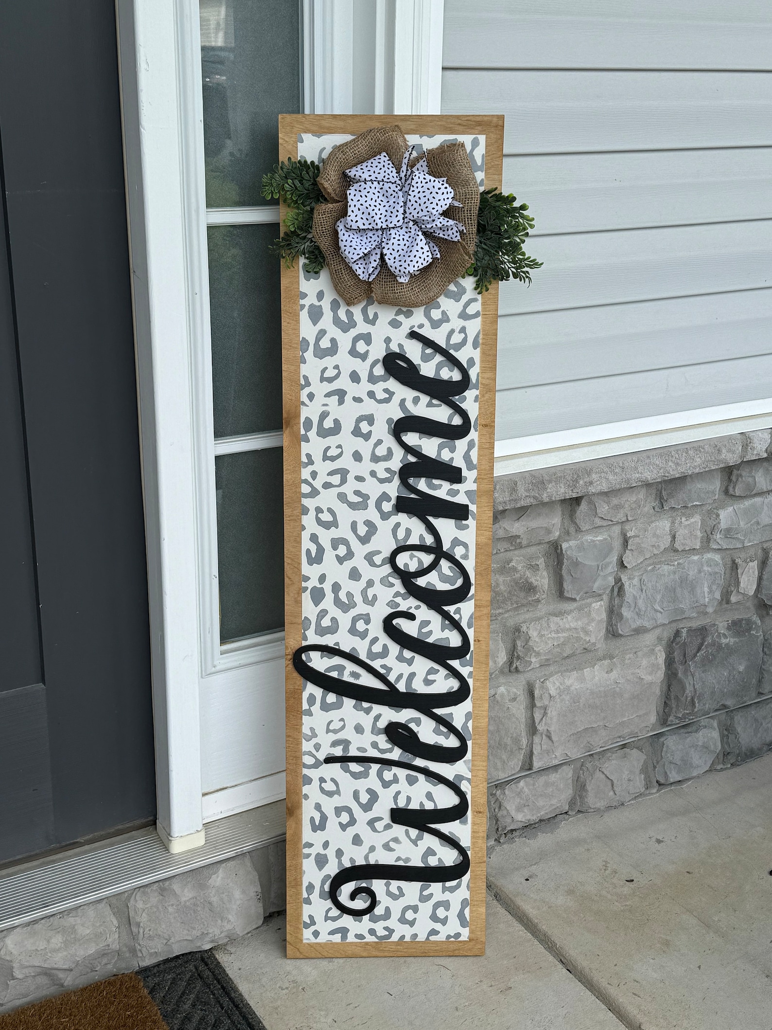 Welcome Leopard Print Porch Leaning Sign/ Welcome Leaning Sign/ Leopard ...