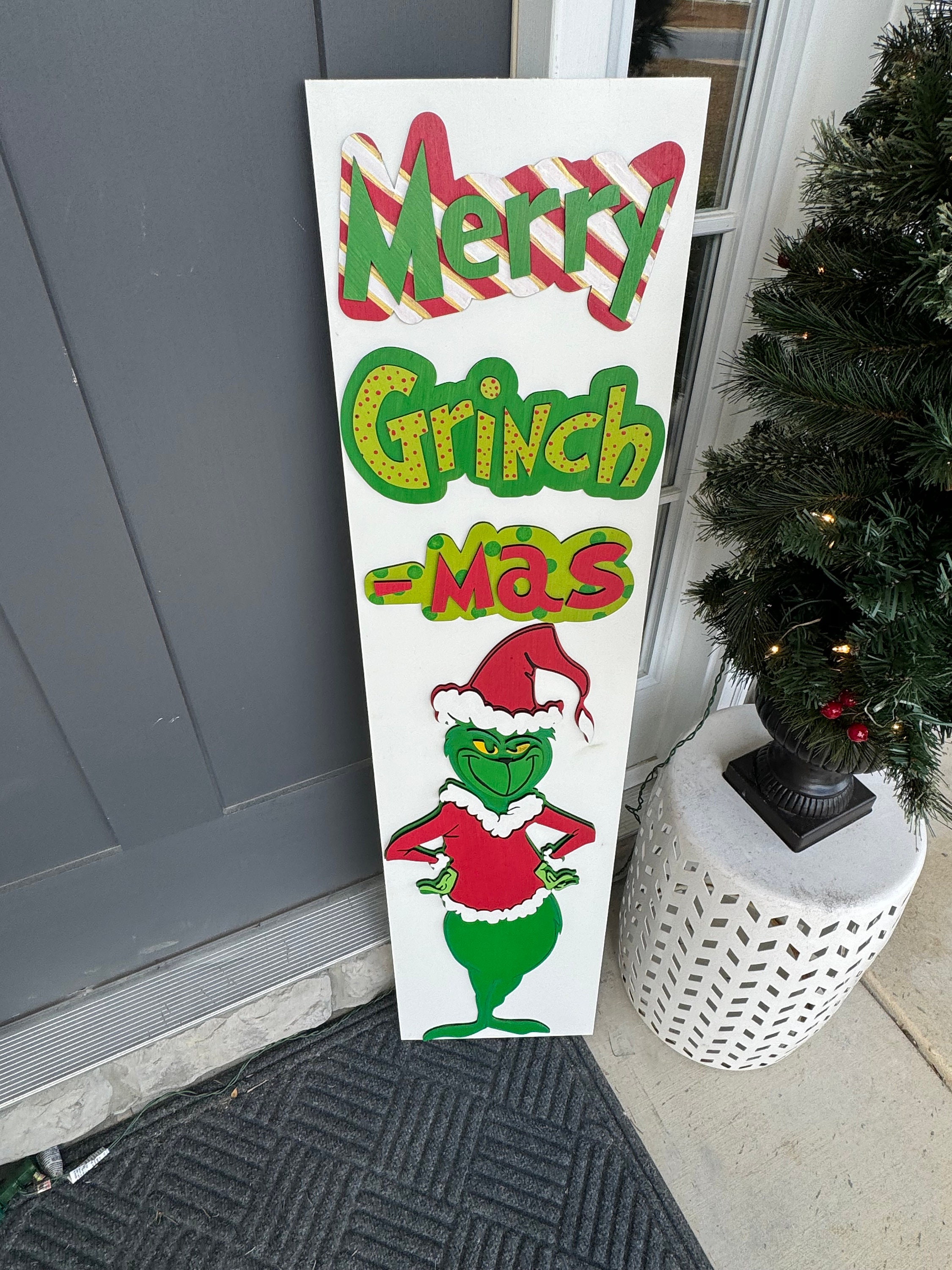 Grinch Christmas Porch Leaning Sign/ Merry Grinchmas Leaning Sign ...